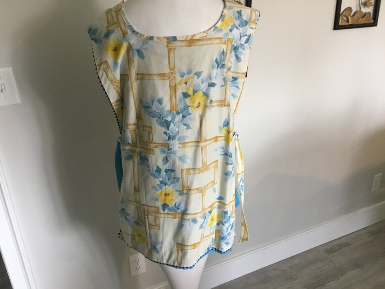 Vintage Apron Pale Blue and Bright Yellow Floral Apron - Etsy