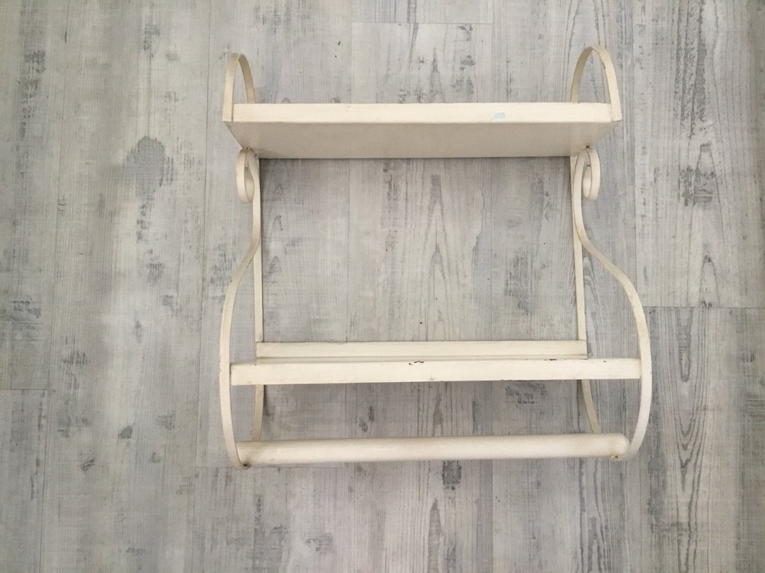 VTG Metal Shelf 2 Shelf Wall Unit off White Metal Nick Knack Shelf Nice ...