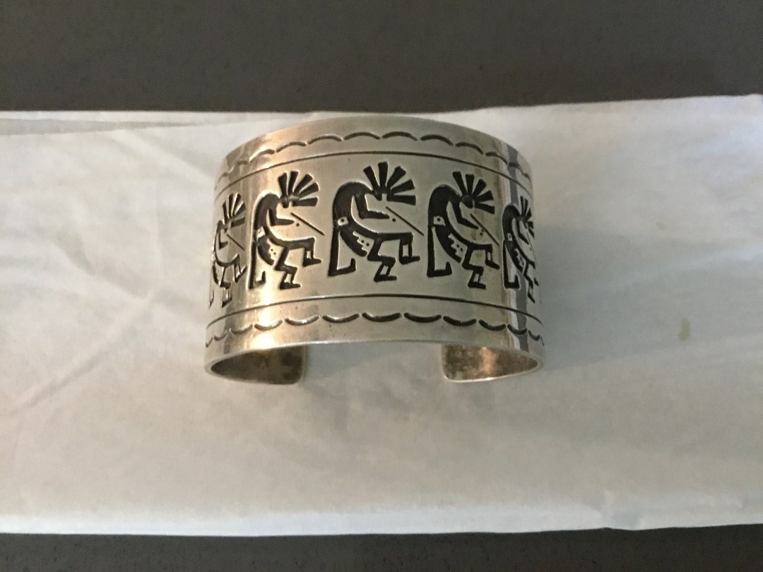 Tribal Cuff Bracelet Sterling Silver Bracelet Kokopelli Cuff Dancing ...