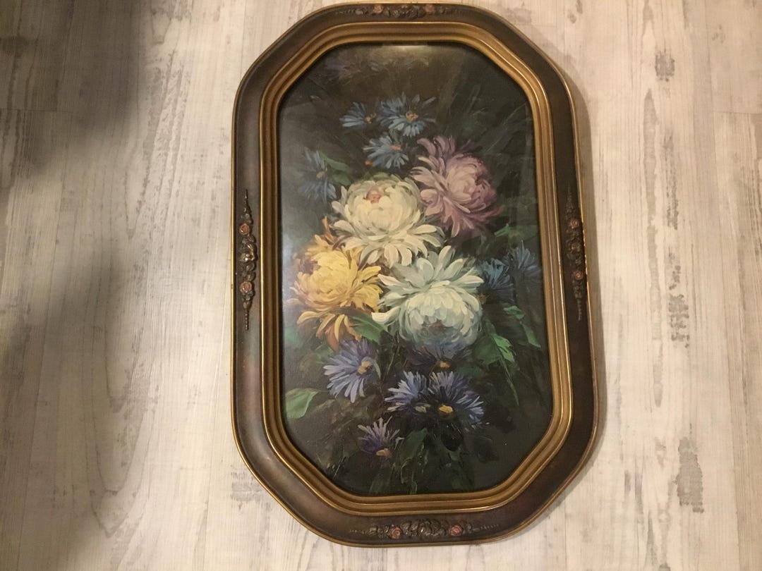 Convex Glass Frame Old VTG Frame With Convex Glass Wood Detailing ...