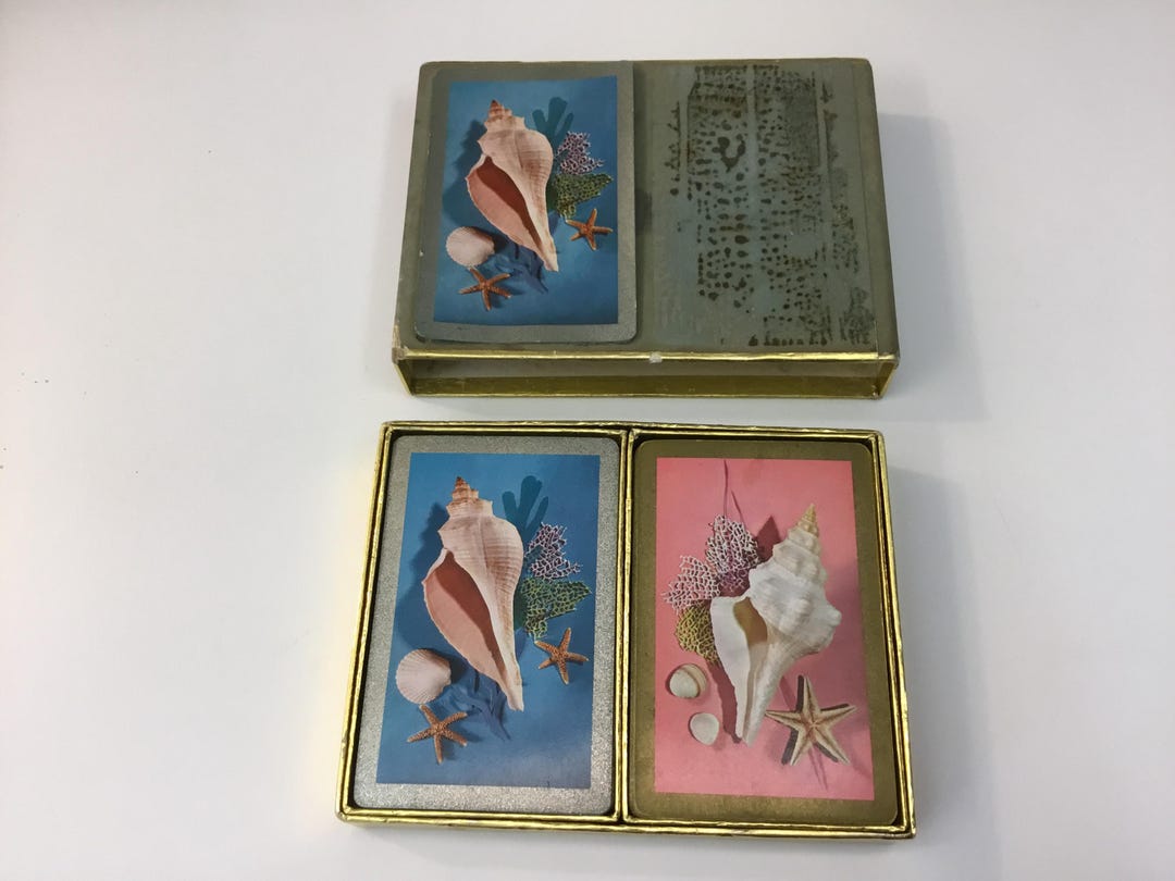 Vintage Playing Cards Featuring Sea Shells Two Decks Lots of Shell Art ...