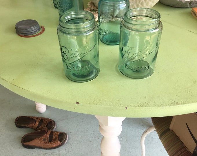 Antique and Rare Blue Green Canning Jars Ball Mason Triple L Dropped A ...