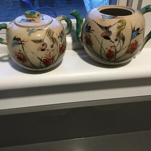 Vintage Tea Set Antique Hand Painted China Bird Pattern Shabby Chic ...