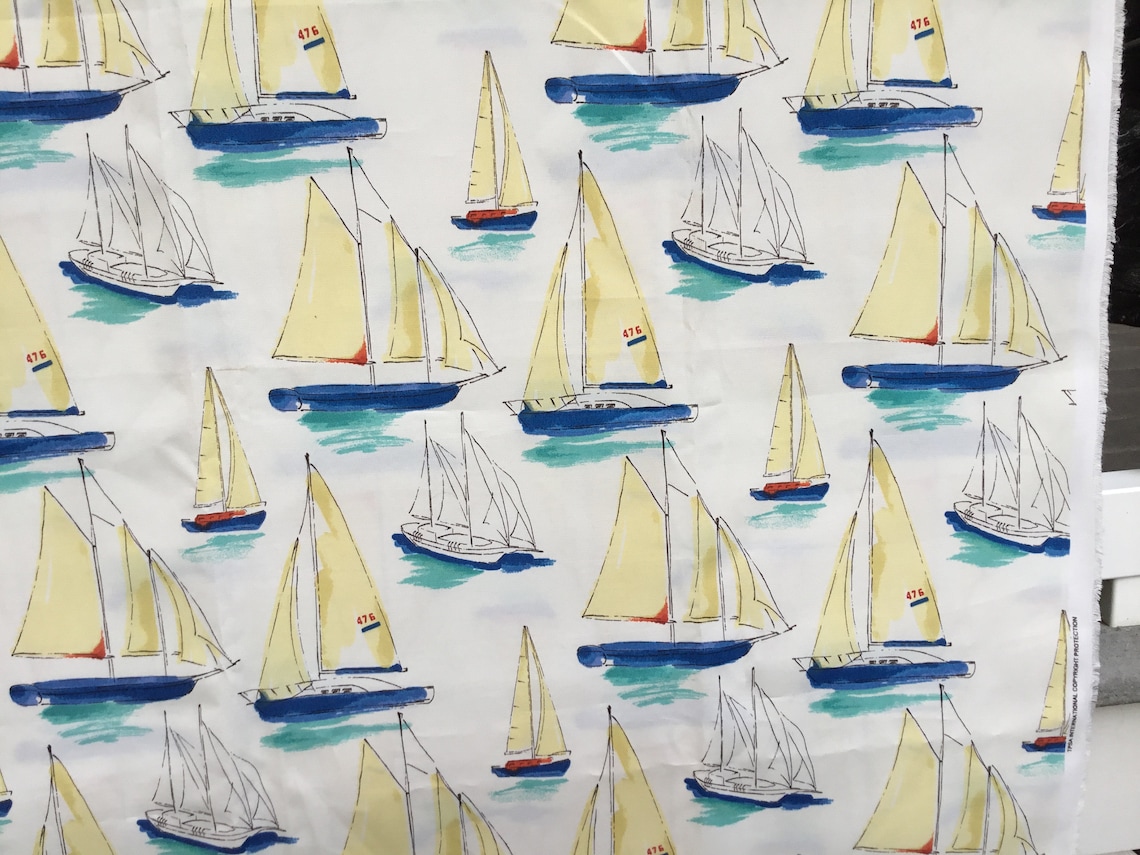 Sailboat Fabric by Covington Fabric Design Outdoor Fabric Nautical ...