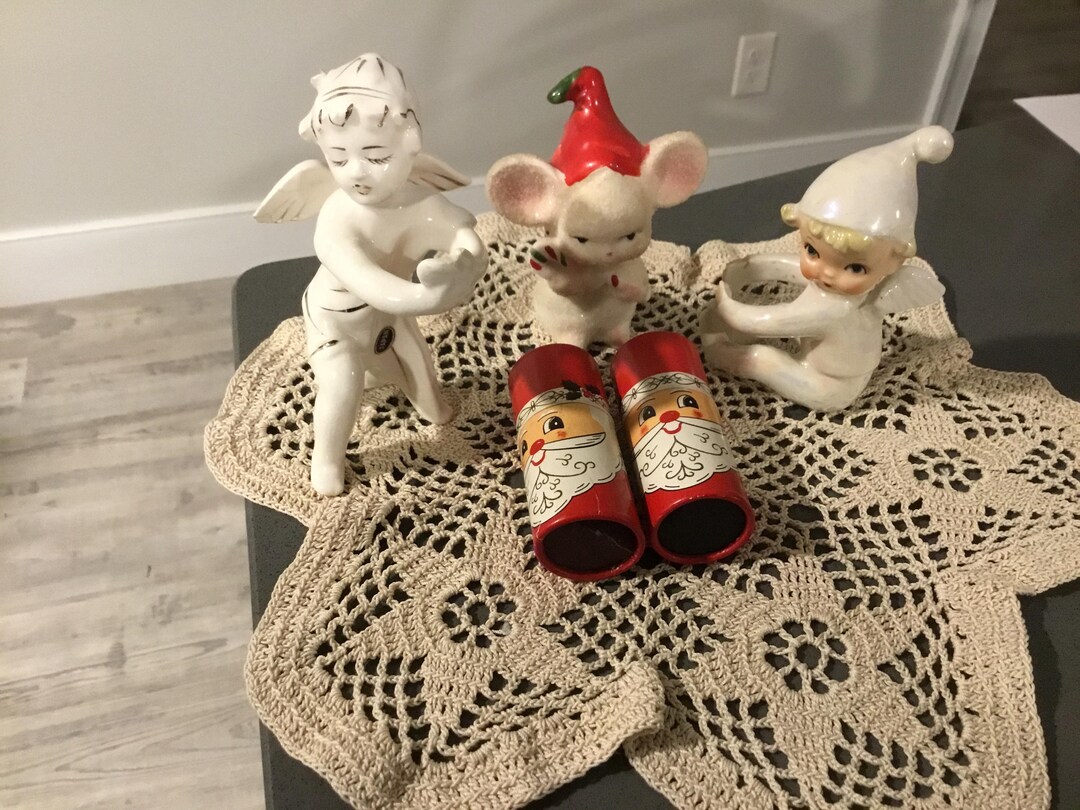 Vintage Christmas Mouse, Candle Huggers and Santa Match Containers by ...