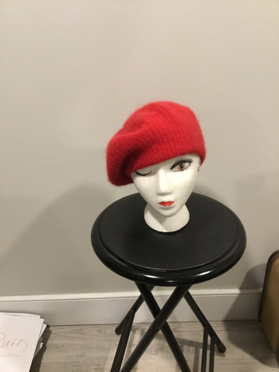 Red Beret Vintage Tam Christmas Beret Lambswool and Angora Tam Super ...
