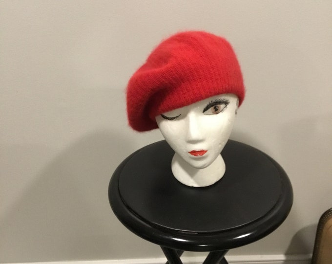 Red Beret Vintage Tam Christmas Beret Lambswool and Angora Tam Super ...