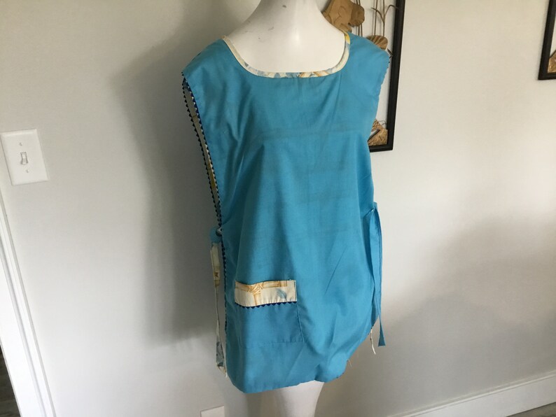 Vintage Apron Pale Blue and Bright Yellow Floral Apron - Etsy