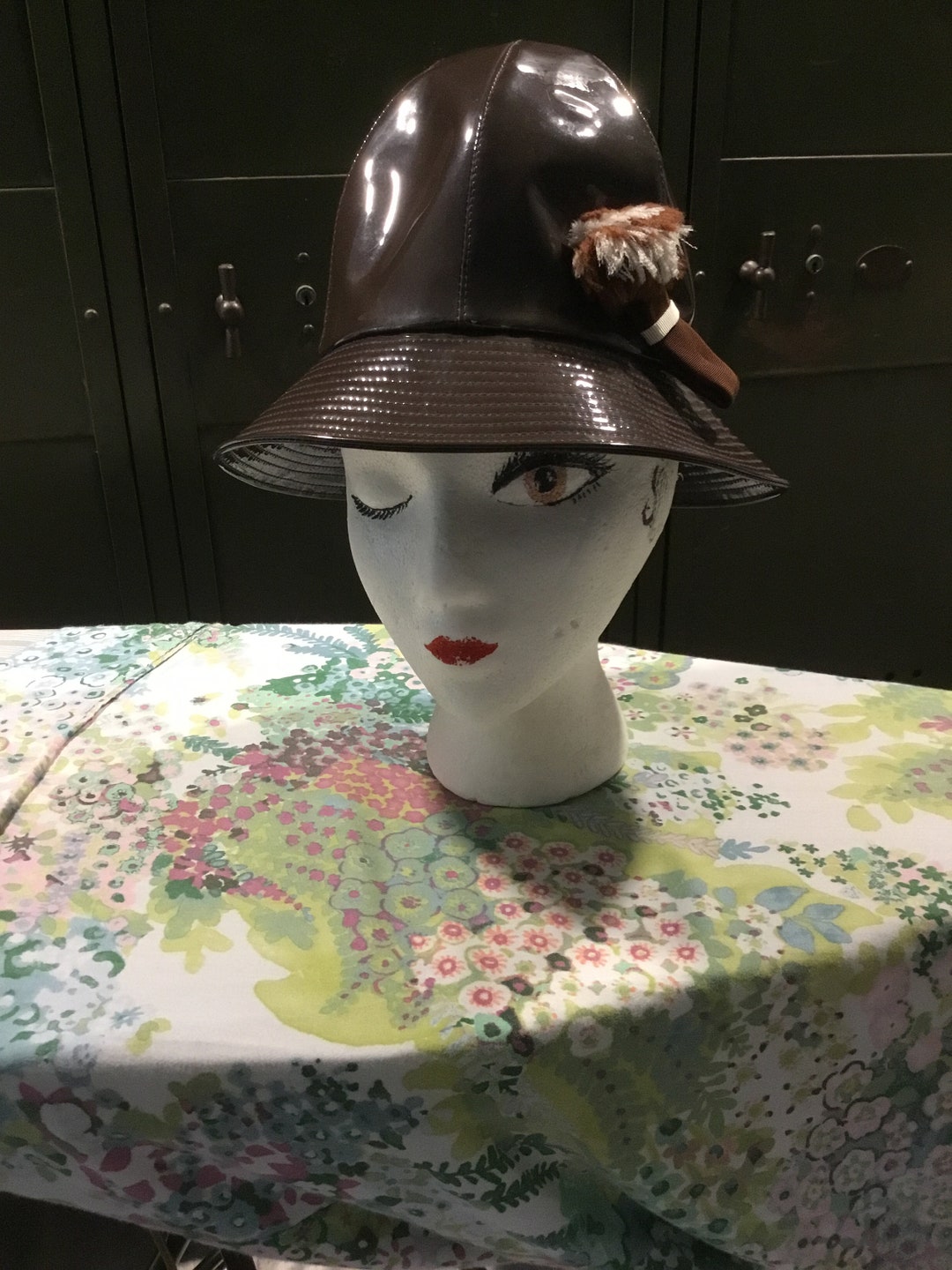 Patent Leather Hat Brown Rain Hat British Look English Bobby Hat ...