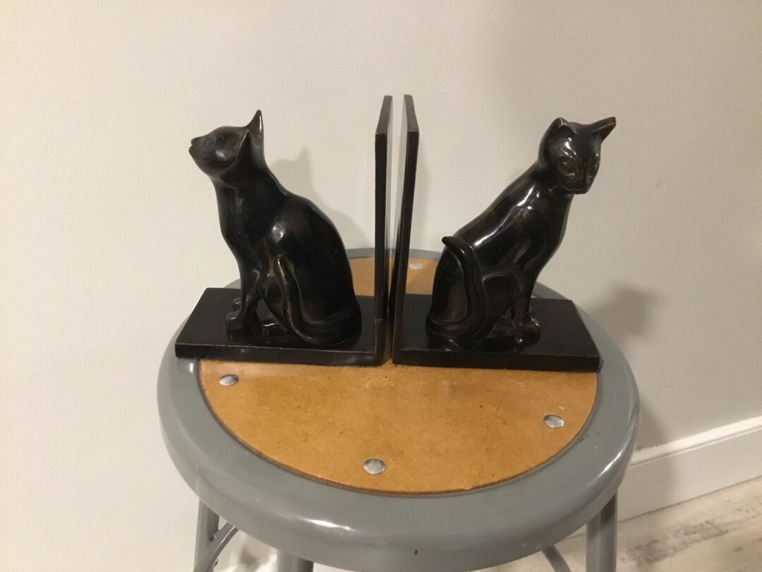 Cat Bookends Black Metal Cats Sleek Cat Bookends Different Stances ...