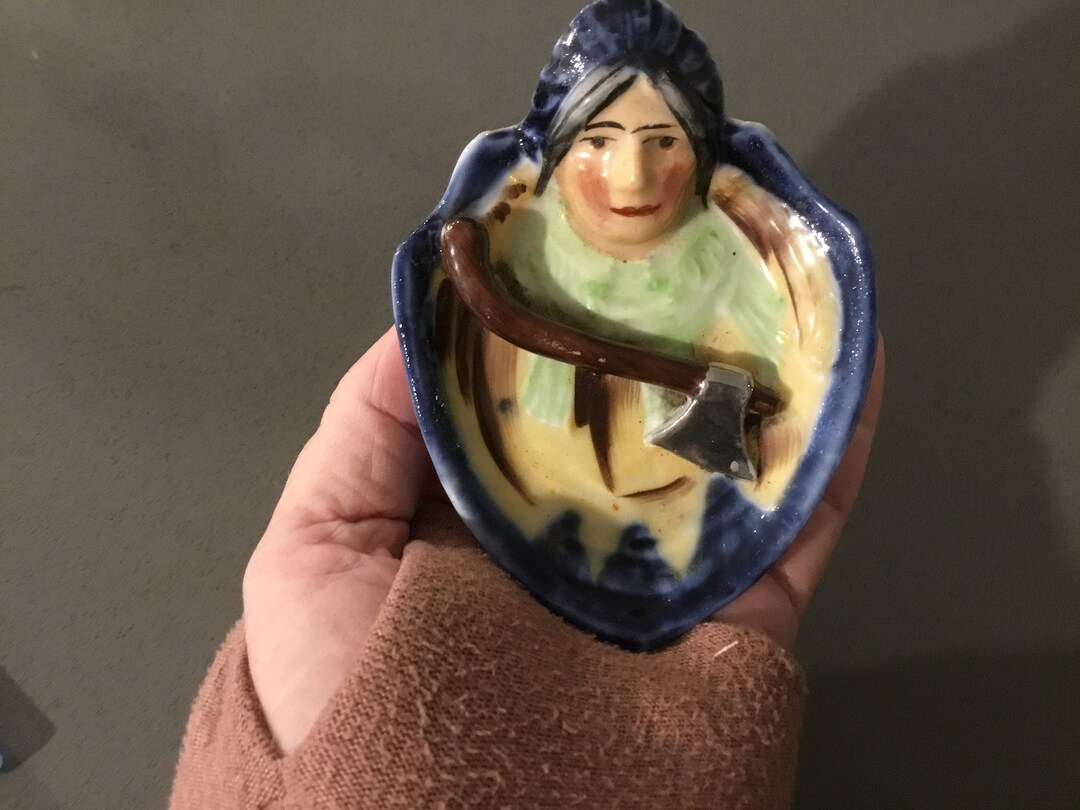 VTG Novelty Ashtray Woman With Hatchet Pioneer Lady and Ax Unique - Etsy