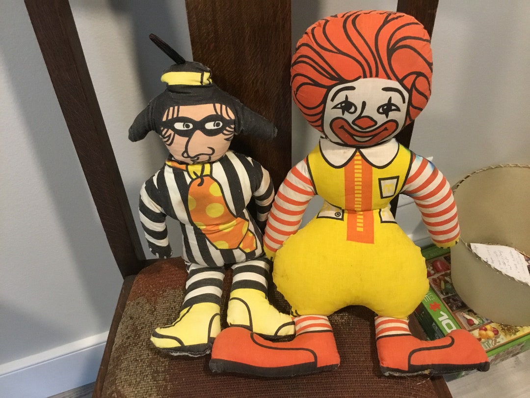 70's Vtg Ronald Mcdonald and Hamburglar Cloth Dolls 2 Collectible Cloth ...
