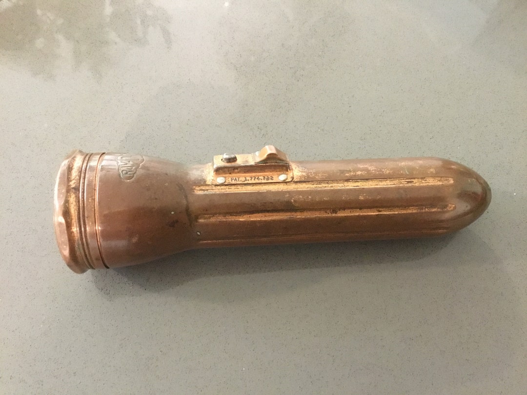 Copper Flashlight Ray O Vac Vintage Flashlight Torpedo or Bullet Design ...