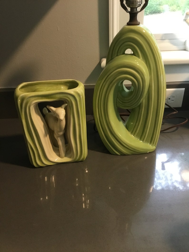 MCM Deer Planter Framed Deer Double Vase Ceramic Lime Green - Etsy