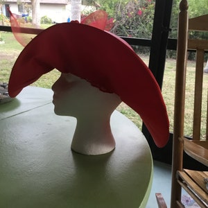 Red Hat Big Brim Hat Red Hat Lady Society Satiny Base With - Etsy