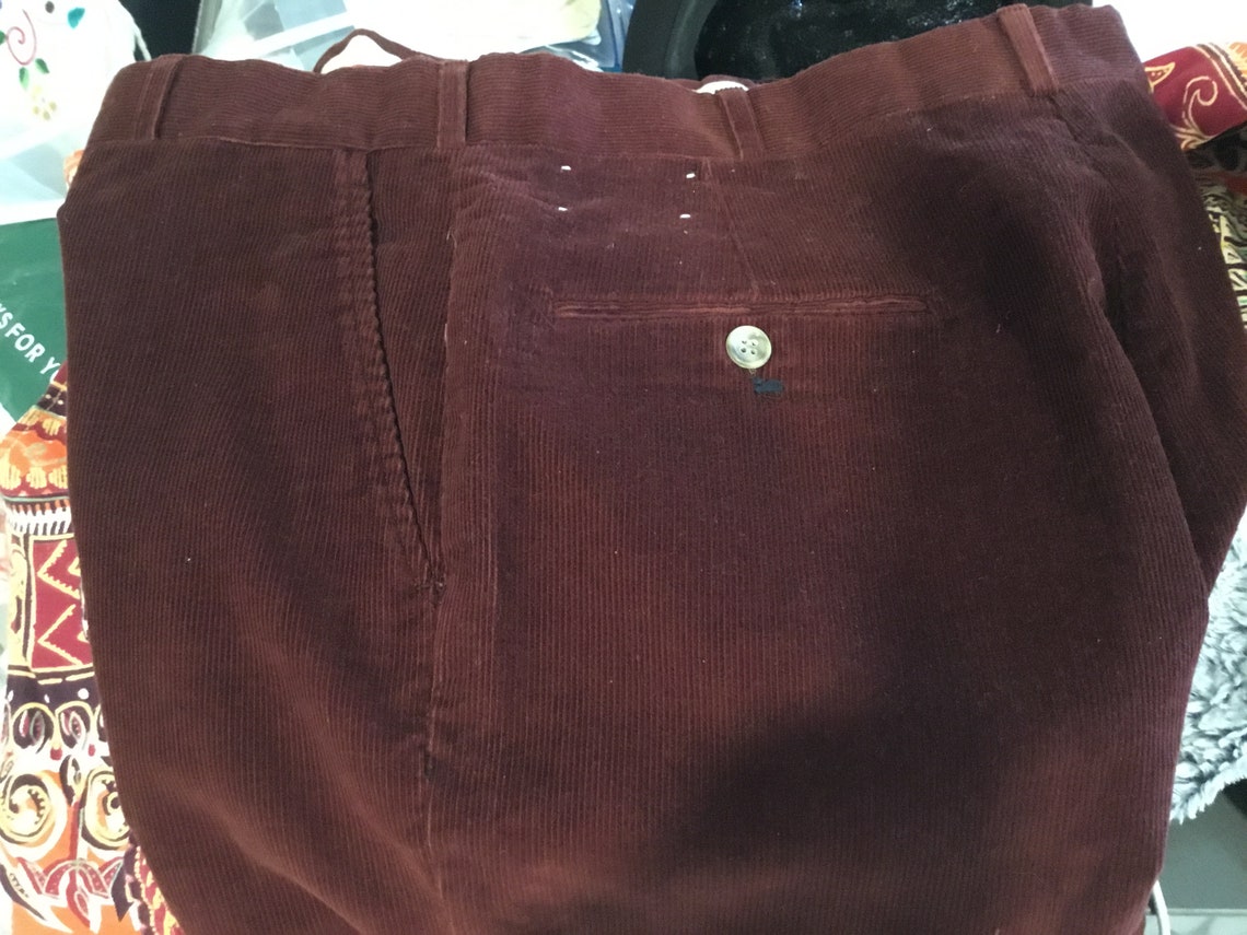 Vintage Rust Brown Corduroy Pants Vanjulian by Hubbard Label 19" Inch ...