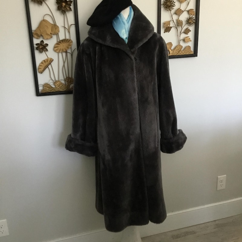 Gray Faux Fur Swing Coat - Etsy