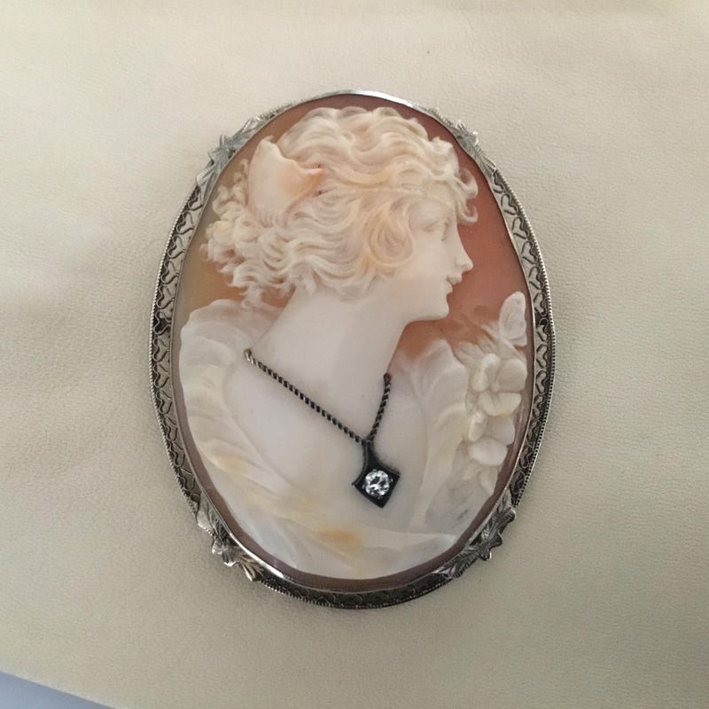 Cameo Pin With Diamond - Etsy