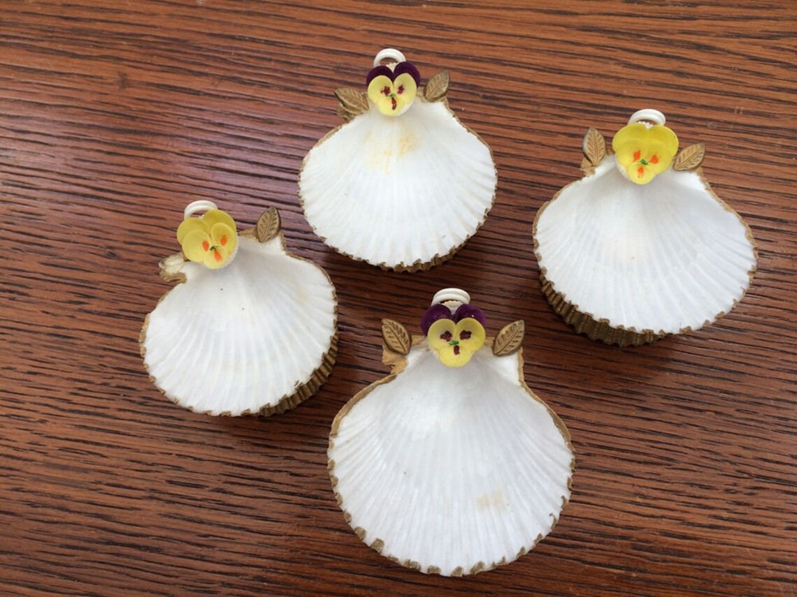 Shell Party Favors Real Shell Favors card Holders 4 Vintage - Etsy