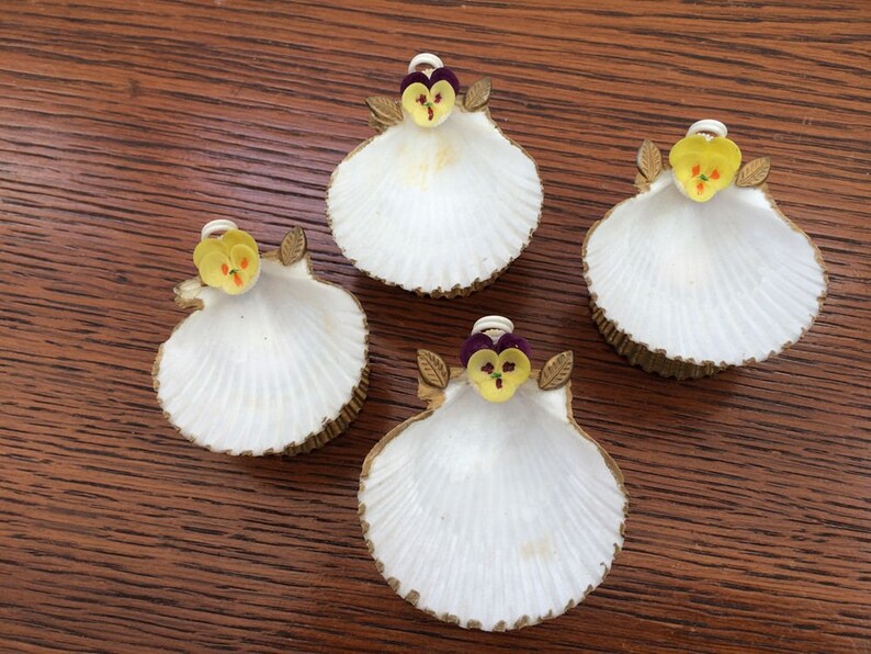 Shell Party Favors Real Shell Favors card Holders 4 Vintage - Etsy