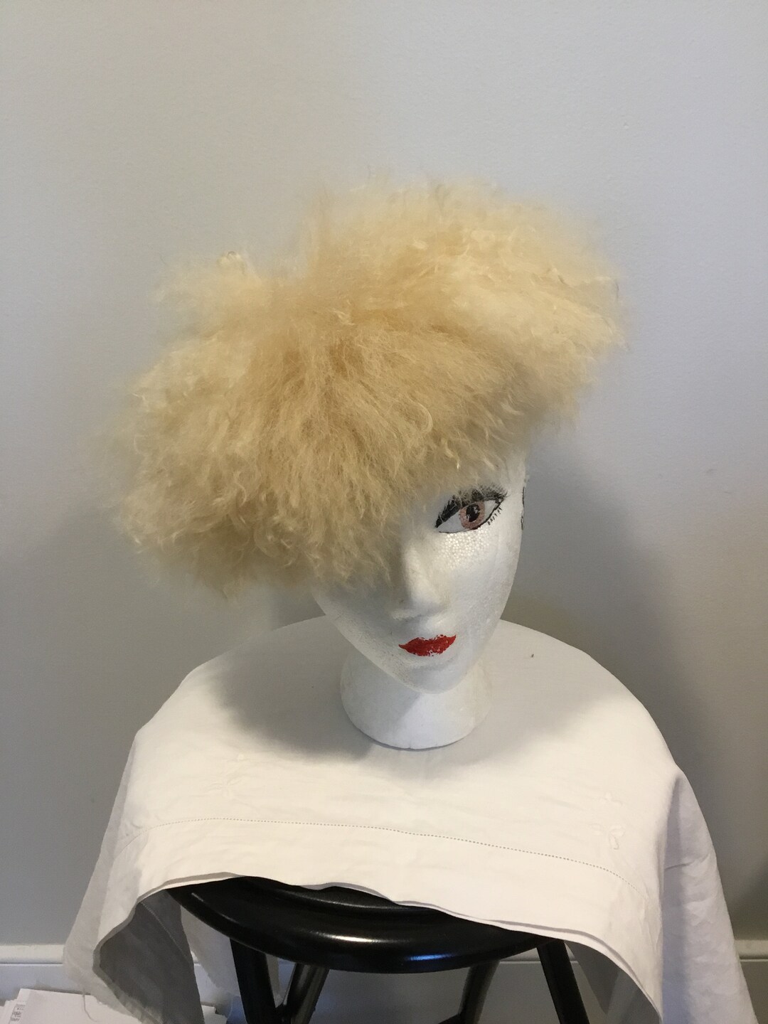 Curly Fur Hat off White Curly Fur Sheep Hat Ethnic Hat Apres Ski Hat ...