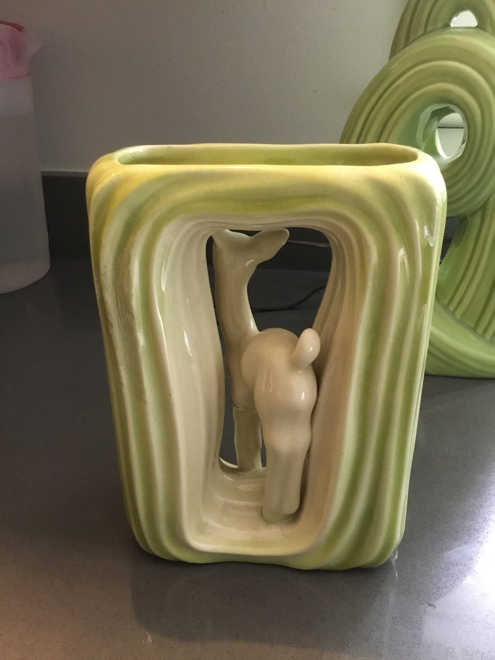 MCM Deer Planter Framed Deer Double Vase Ceramic Lime Green - Etsy