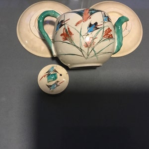 Vintage Tea Set Antique Hand Painted China Bird Pattern Shabby Chic ...