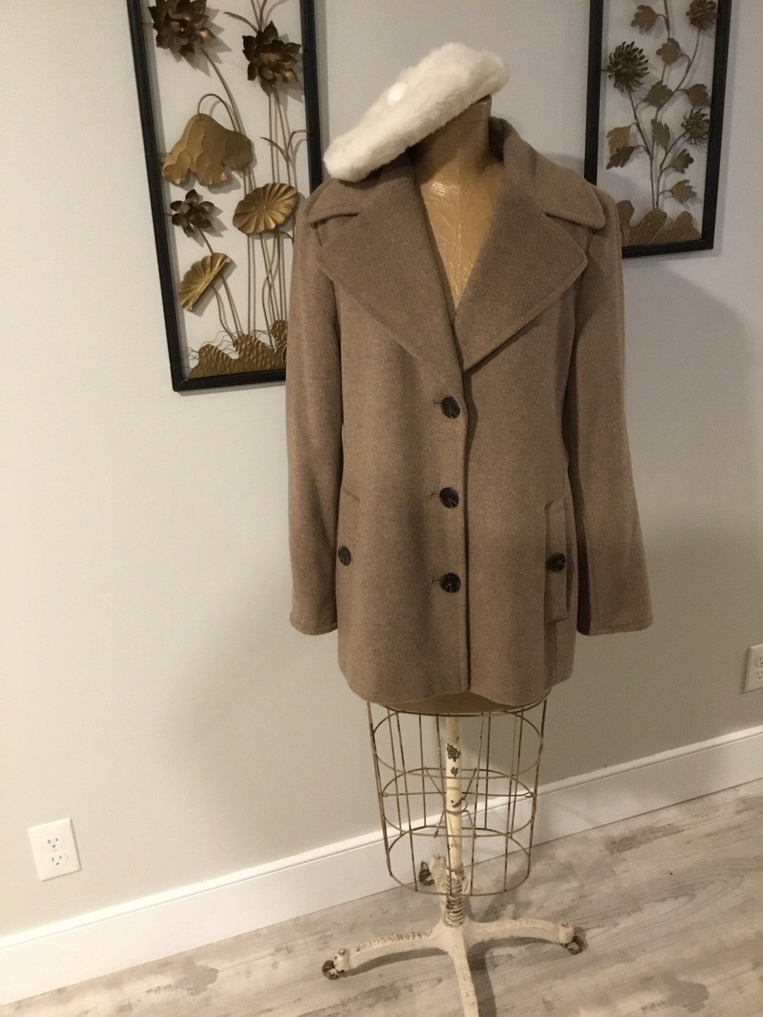 Calvin Klein Jacket/short Coat Peacoat Style Pale Cocoa Brown Coat ...