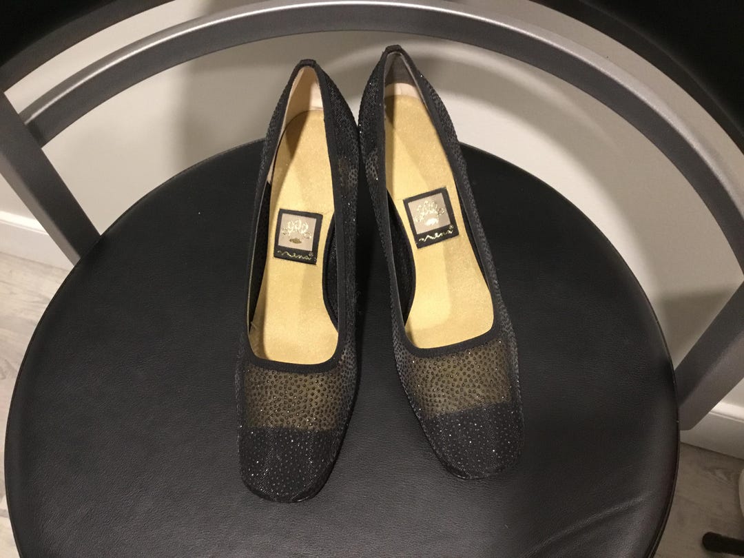 Black High Heels Thicker Heels Nina Shoes Dressy Heels 8M Peekaboo ...