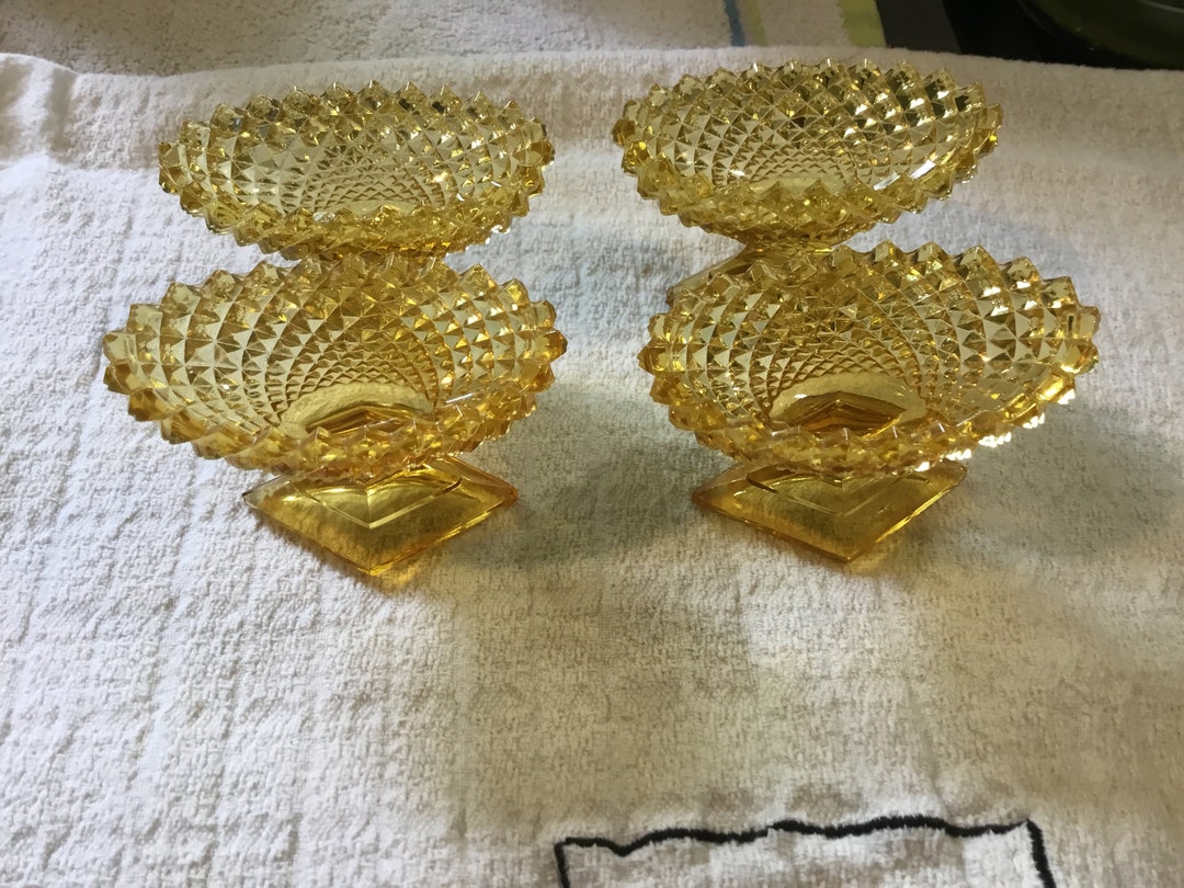 Amber Glass Set of 4 Miss America Salts Anchor Hocking Glass Heirloom ...