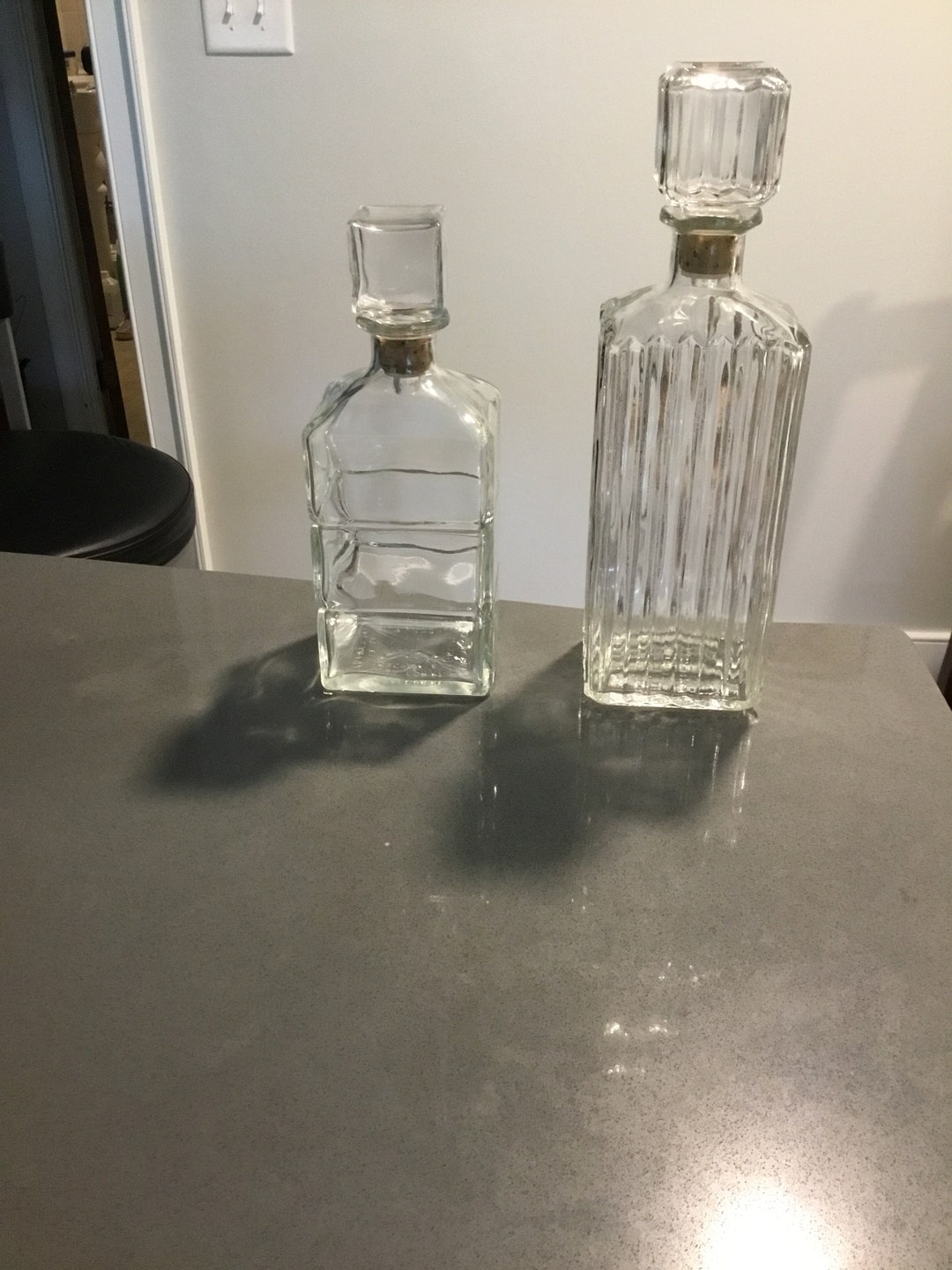 MCM Glass Liquor Bottles 2 Square Glass Decanters Seagrams Decanter ...