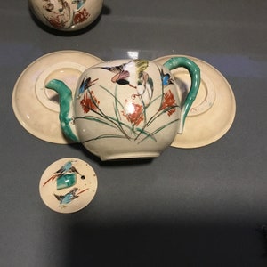 Vintage Tea Set Antique Hand Painted China Bird Pattern Shabby Chic ...