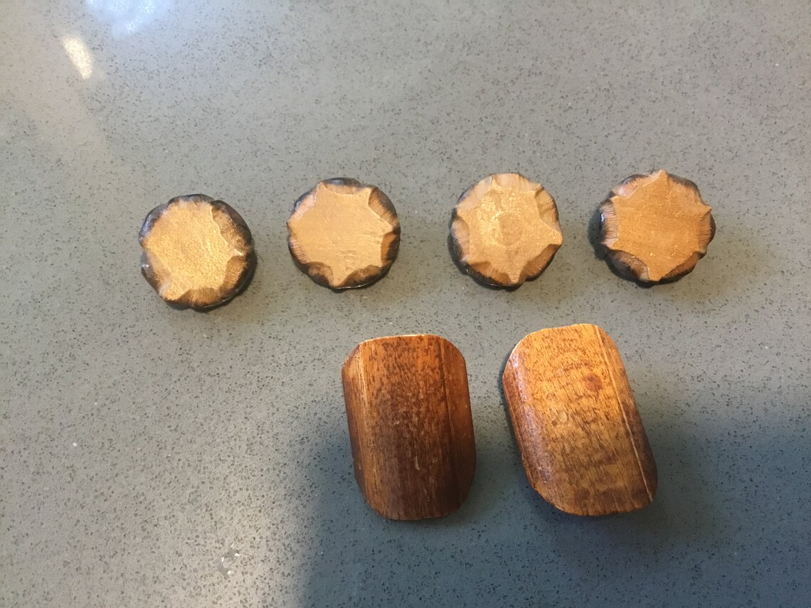 Vintage Buttons Carved Wooden Buttons Set of 6 2 Styles of - Etsy