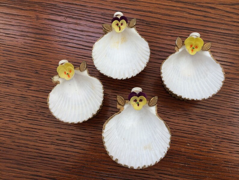 Shell Party Favors Real Shell Favors card Holders 4 Vintage - Etsy