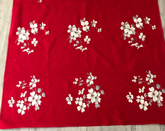 Vintage Tablecloth by Wilendur Fast Color Floral Theme Red - Etsy