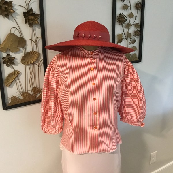 Red and White Striped Button up Shirt - Etsy