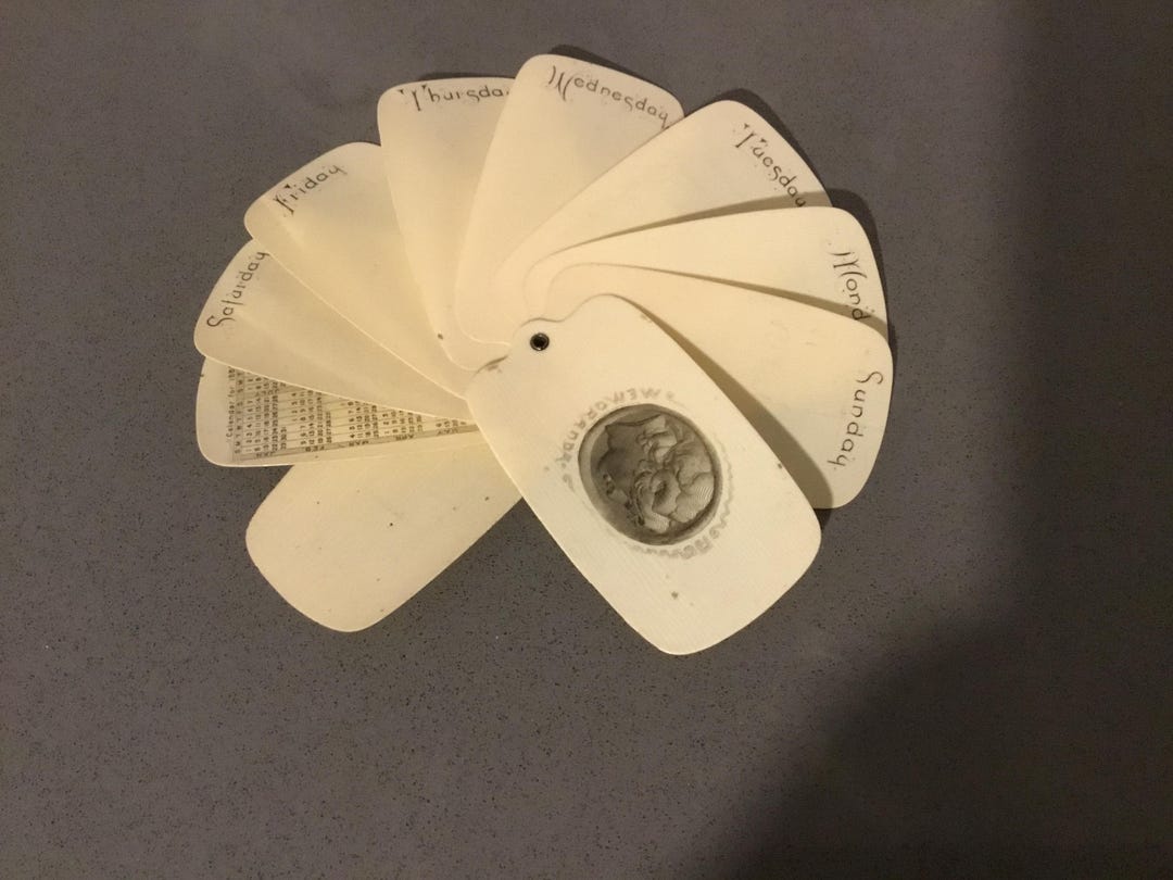 Antique Fan Smaller Folding Celluloid Fan Early Memoranda Fan 1888 ...