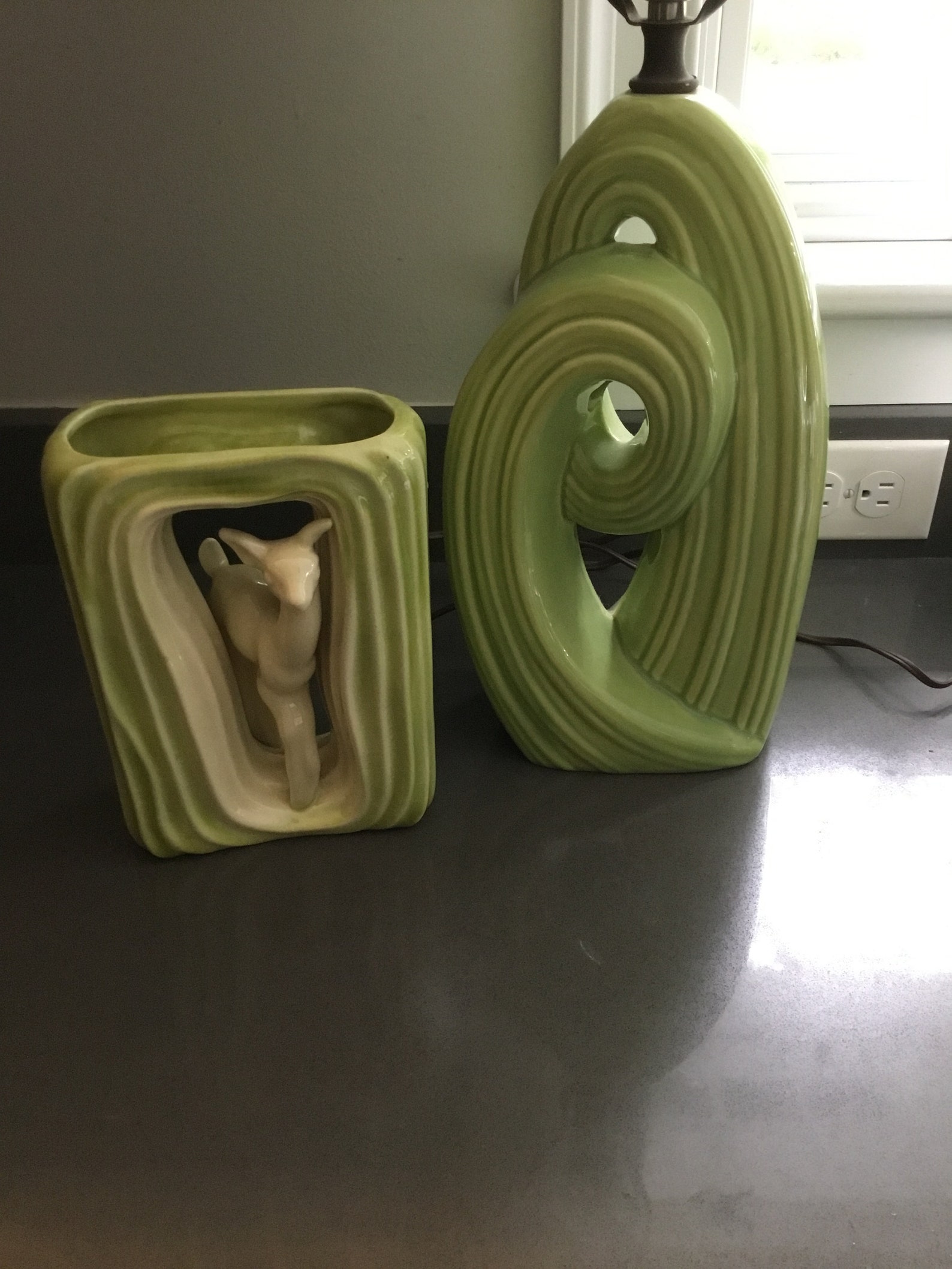 MCM Deer Planter Framed Deer Double Vase Ceramic Lime Green - Etsy