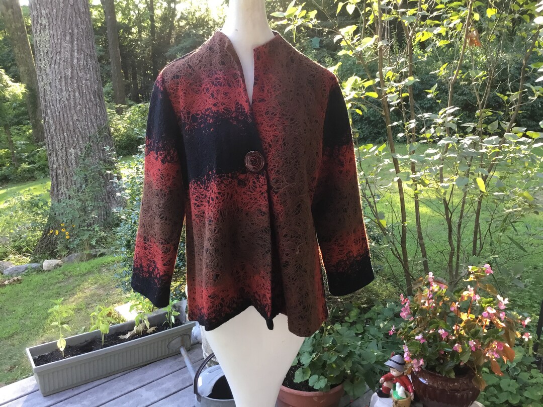 Vintage Woven Blazer Textured Fabric Topper Jacket by Yushi Made in USA ...