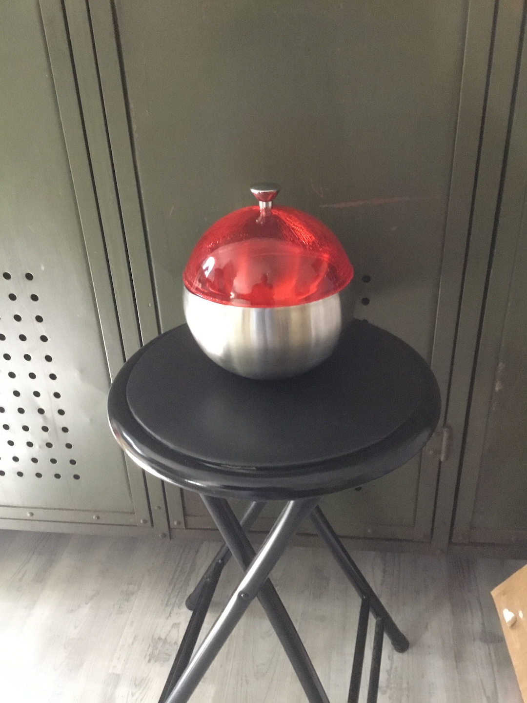 MCM Ball Bowl With Red Dome Top Stainless Bowl With Red Domed Lid ...