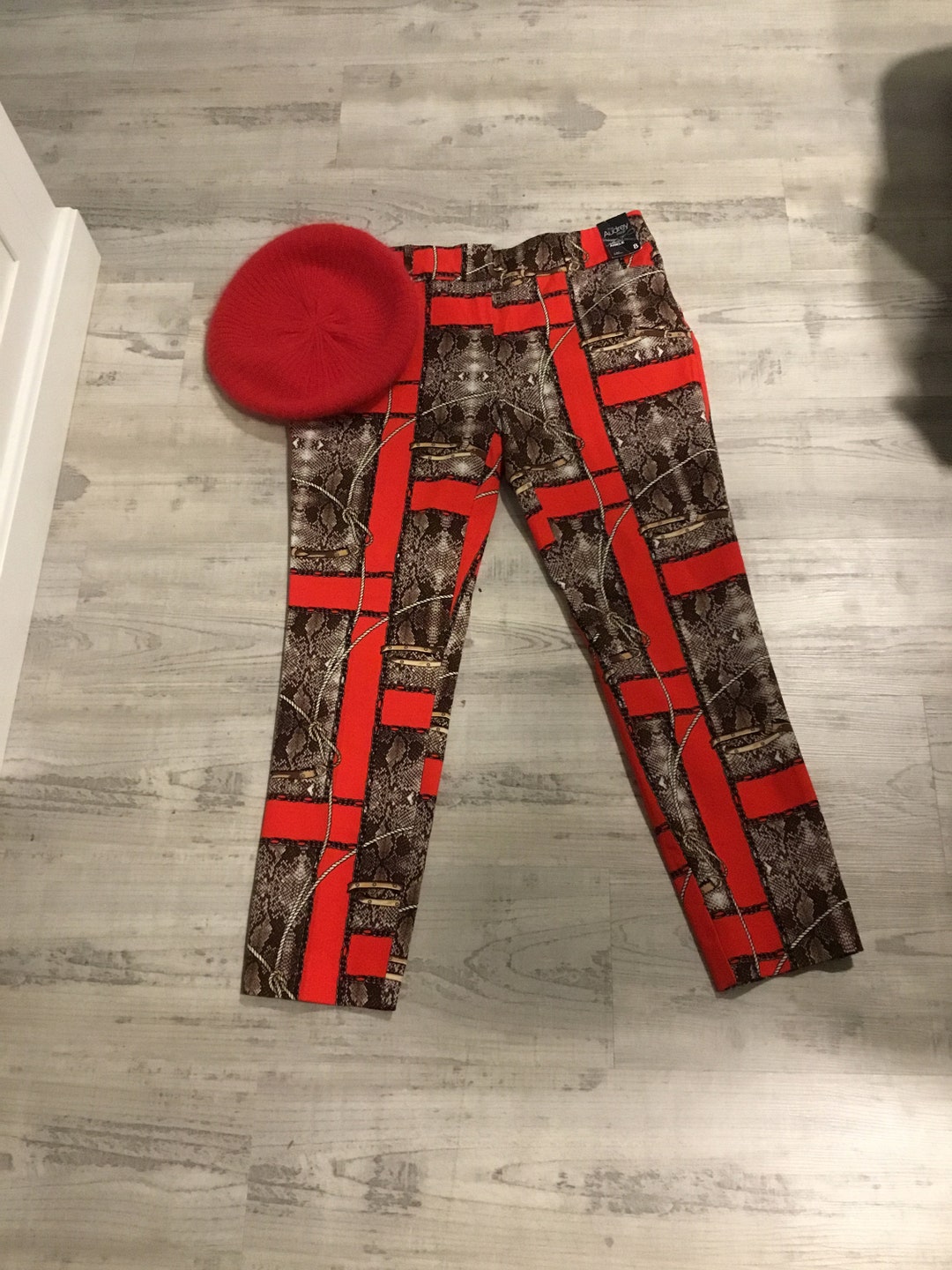 Lego Look Pants Patchwork and Chain Pants Pencil Leg Stretchy Pants ...