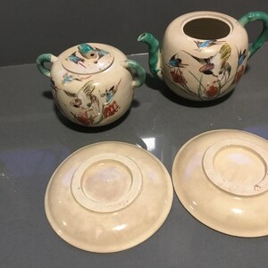 Vintage Tea Set Antique Hand Painted China Bird Pattern Shabby Chic ...