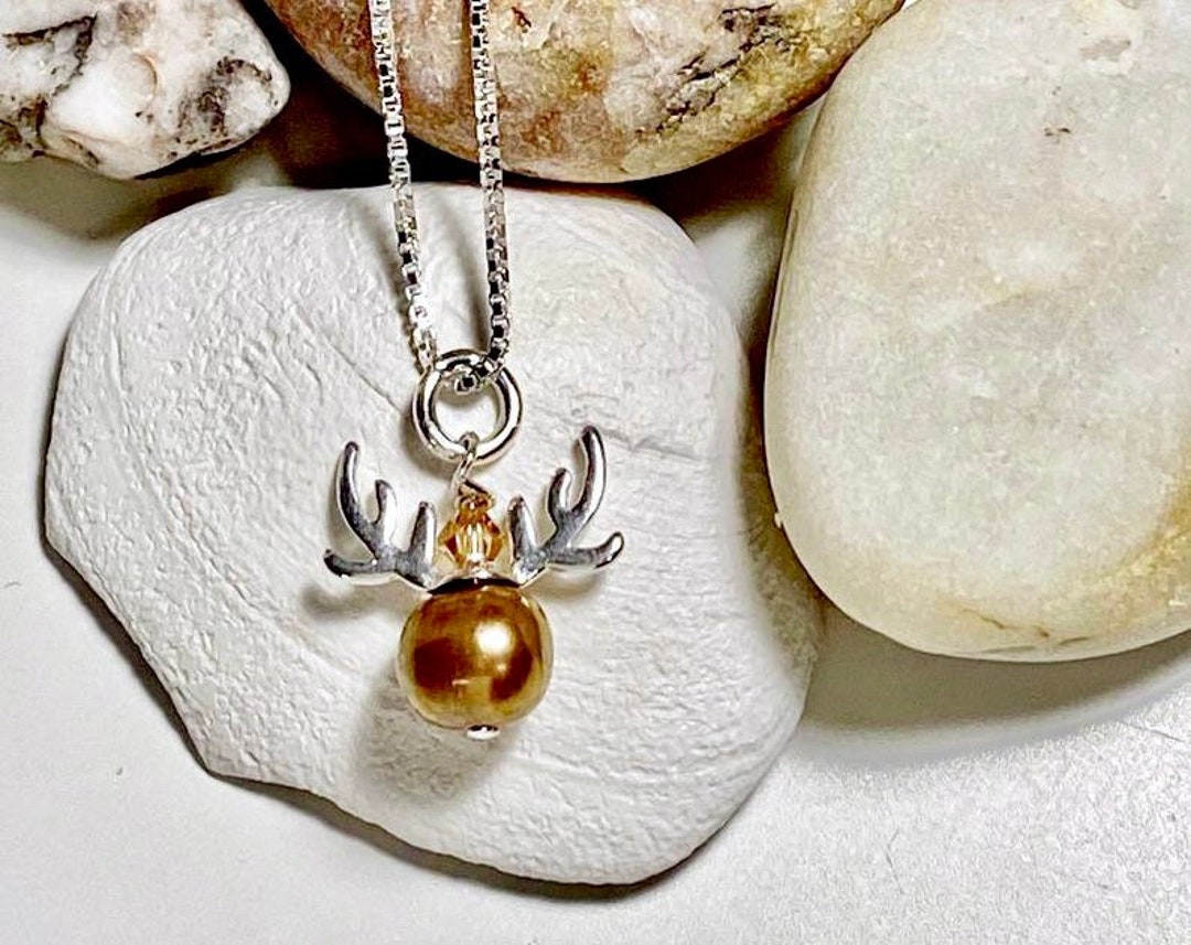925 Sterling Silver Small Moose Necklace, Swarovski Pendant, Reindeer ...