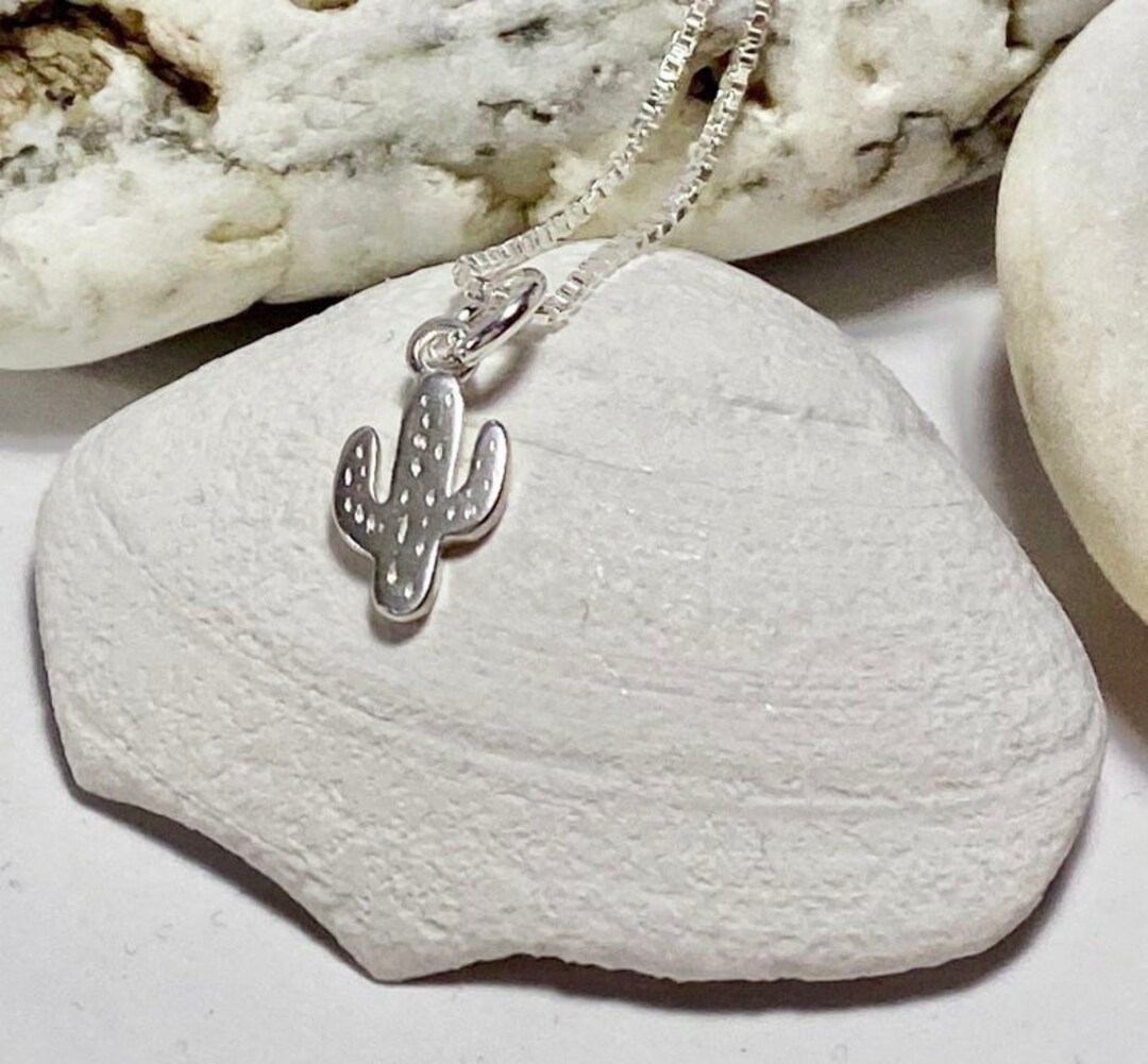 925 Sterling Silver Cactus Necklace, Plant Inspired Pendant, Gift for ...