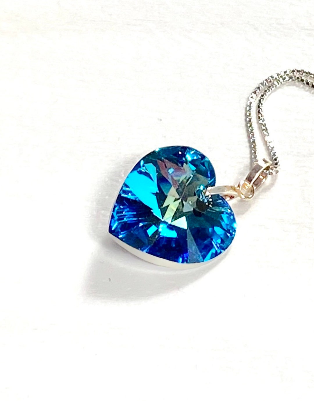 925 Sterling Silver Heart of the Ocean, Swarovski Crystal, Ocean ...