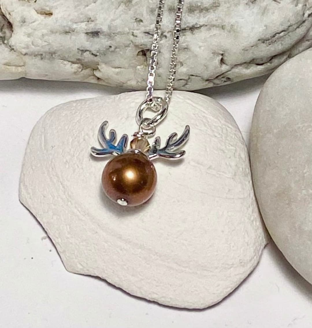 925 Sterling Silver Large Moose Necklace, Swarovski, Reindeer ...