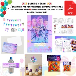 K-pop Demon Hunters Birthday Party Decorations Bundle | 8 Printable ...