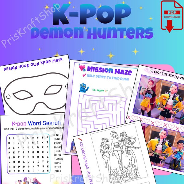 Kpop Demon Hunters Activity Worksheets - Etsy UK
