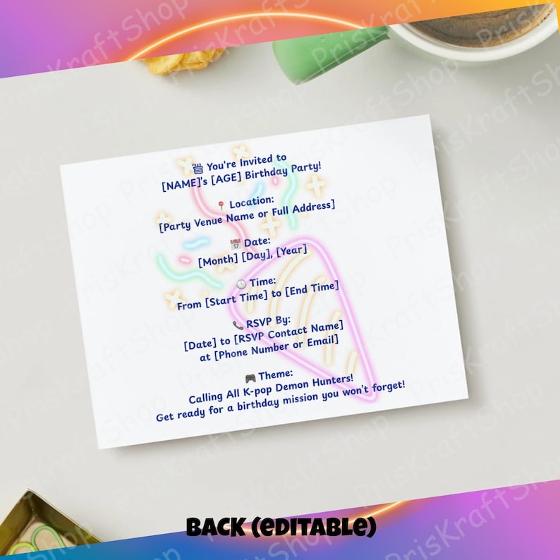 K-pop Demon Hunters Birthday Invitation – Editable Printable (PDF) - Etsy