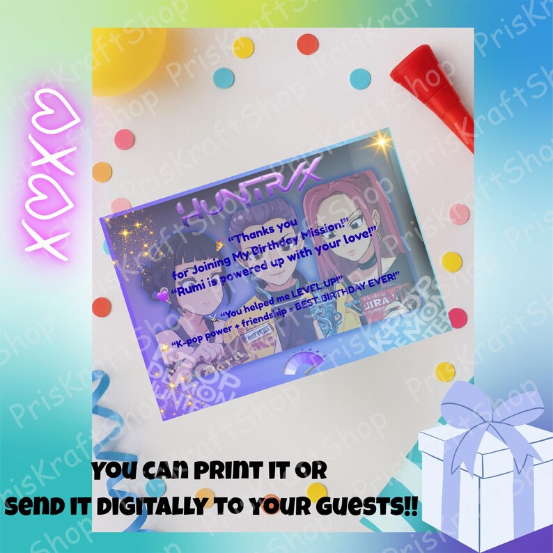 K-pop Demon Hunters Thank You Card | Anime Birthday (digital Download ...